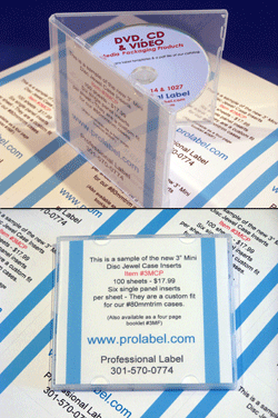 3 Inch Mini Discs, Cases and Case Inserts from Professional Label